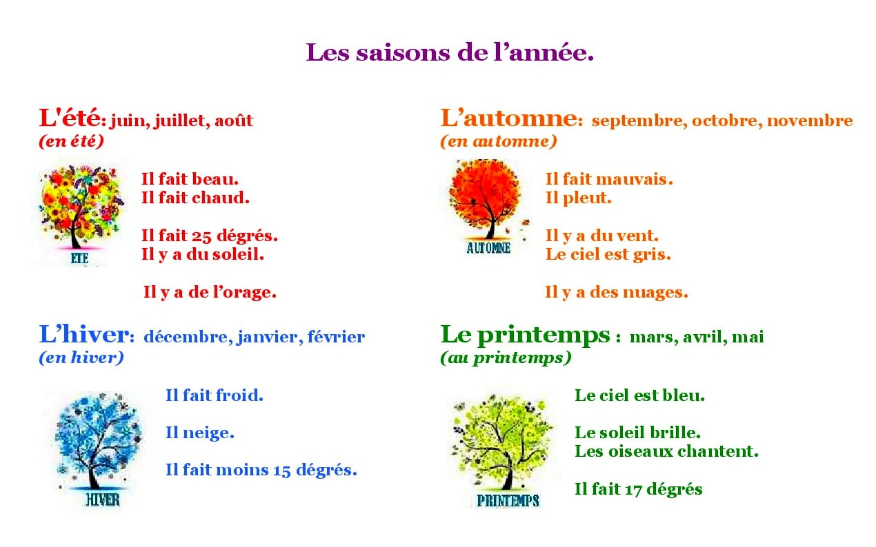 Les saisons et la météo | Le français par skype| Французский по скайпу